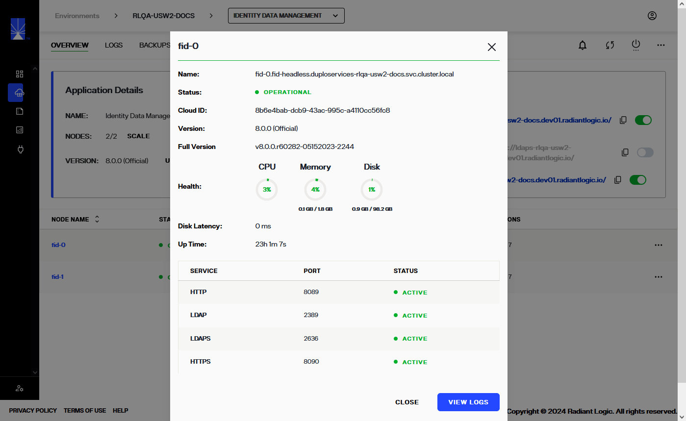 Update and Monitor Environment Nodes | Radiant Logic Documentation