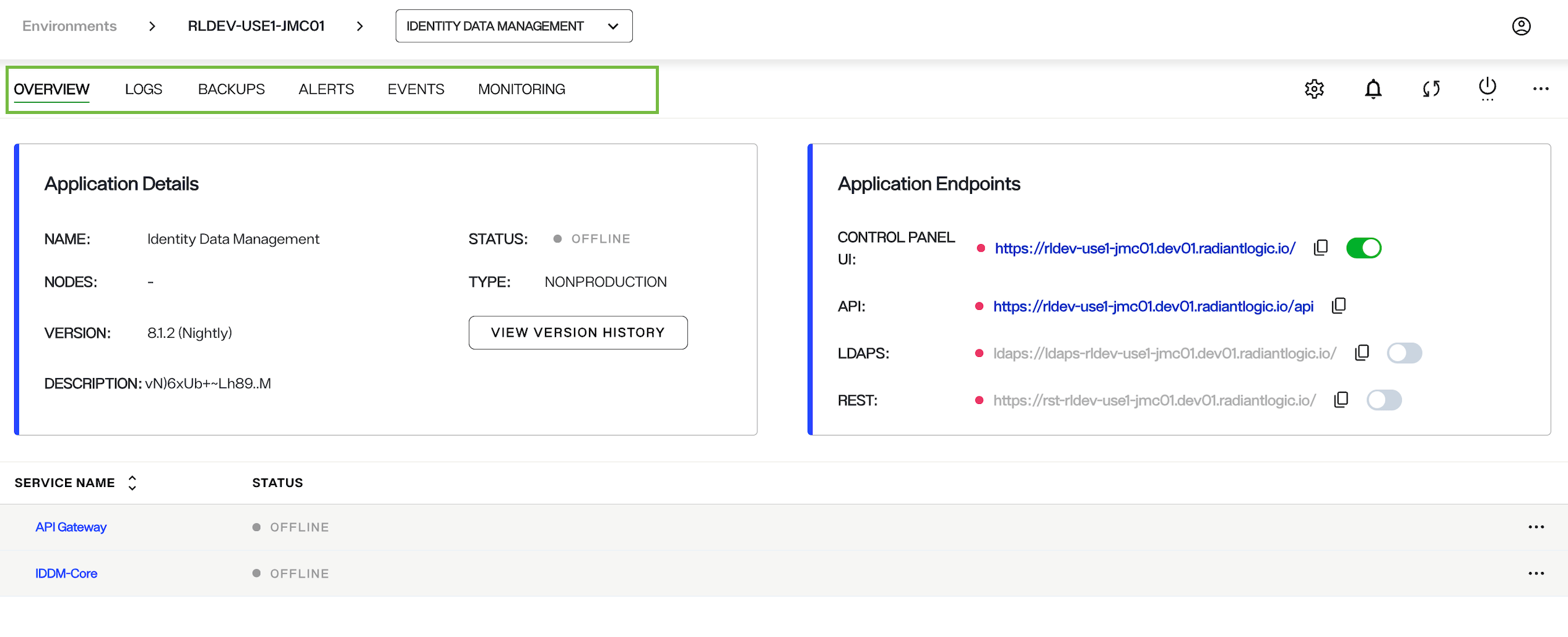 Application details | Radiant Logic Documentation
