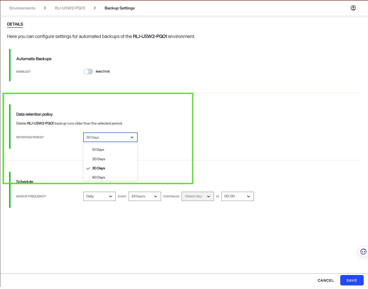 Schedule Automated Environment Backups | Radiant Logic Documentation